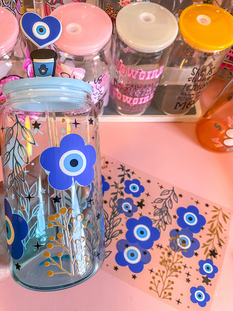 Evil eye- 16oz Glass Can Cup Wrap – Jayden Collections